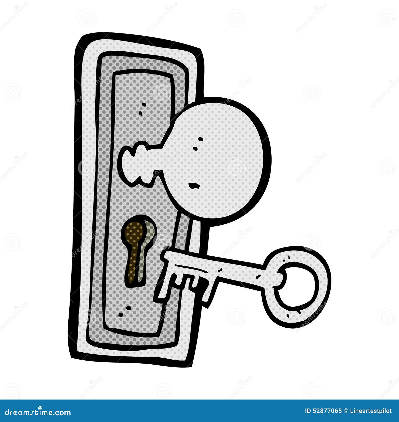 Comic Cartoon Key and Keyhole Stock Illustration - Illustration of ...