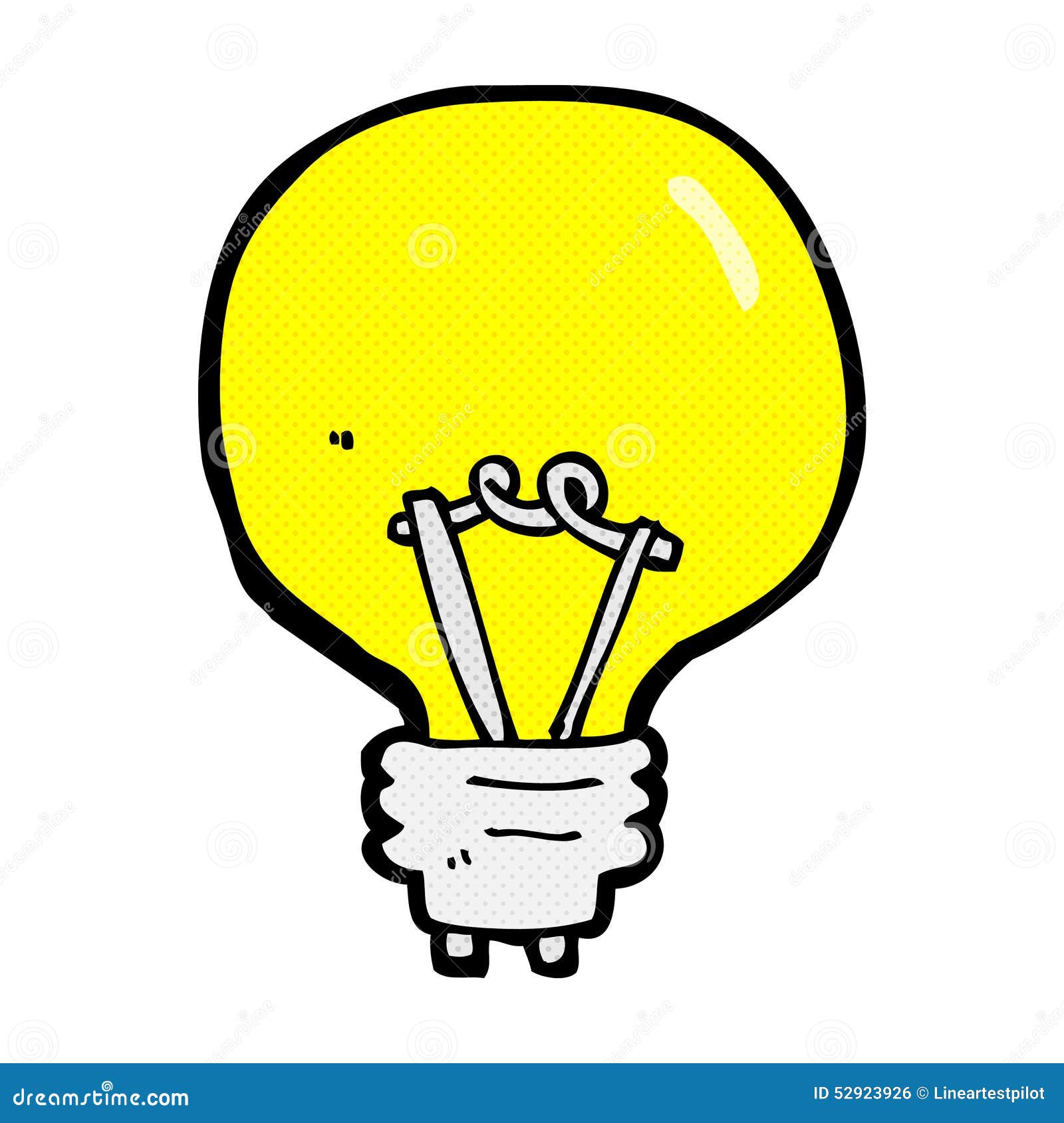 Comic cartoon light bulb stock illustration. Illustration of cheerful ...