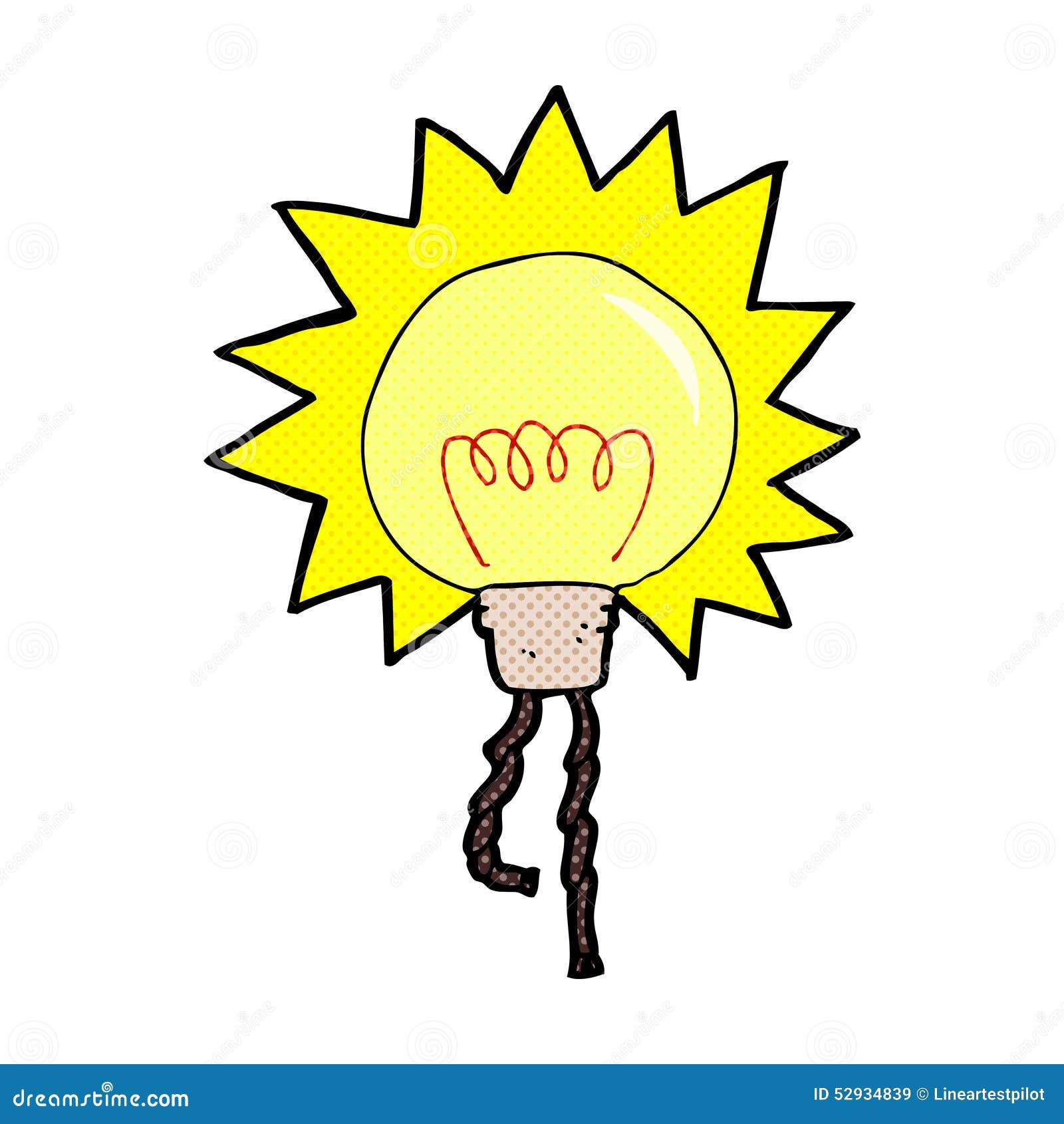 Comic cartoon light bulb stock illustration. Illustration of retro ...