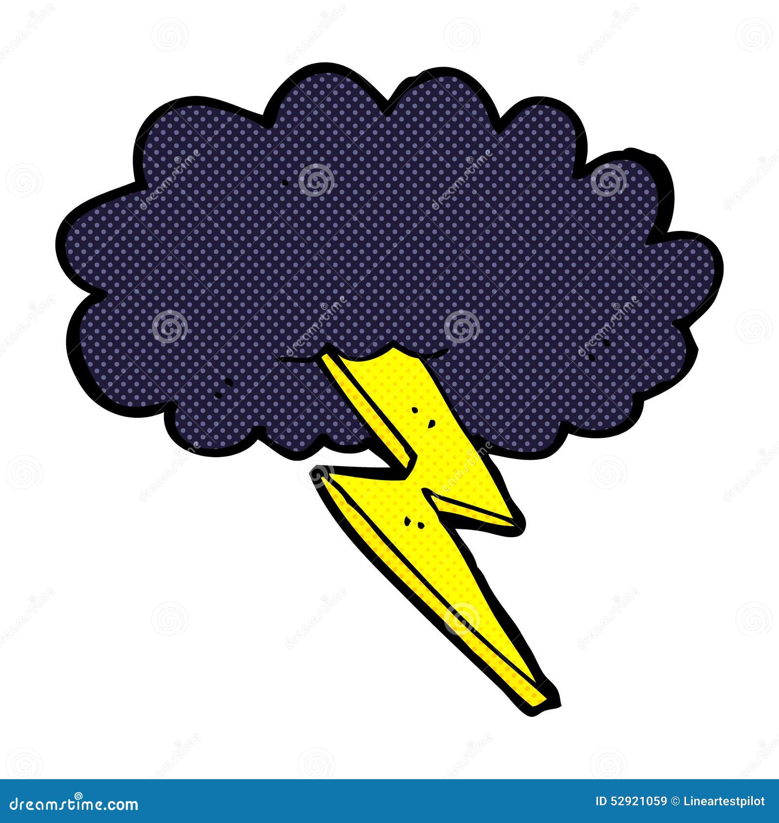 Comic Cartoon Lightning Bolt and Cloud Stock Illustration ...
