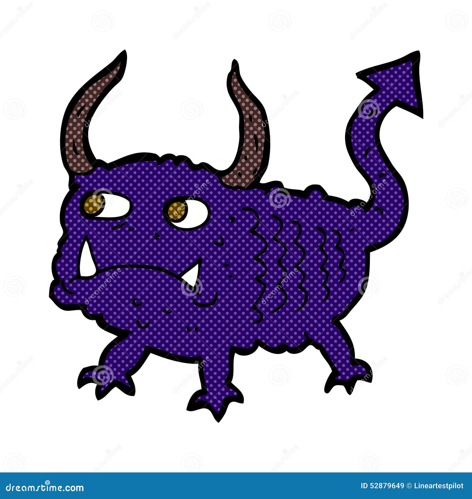 Little Demon Cartoon. Kawaii Smiling Cute Demon With Horns In A Red ...