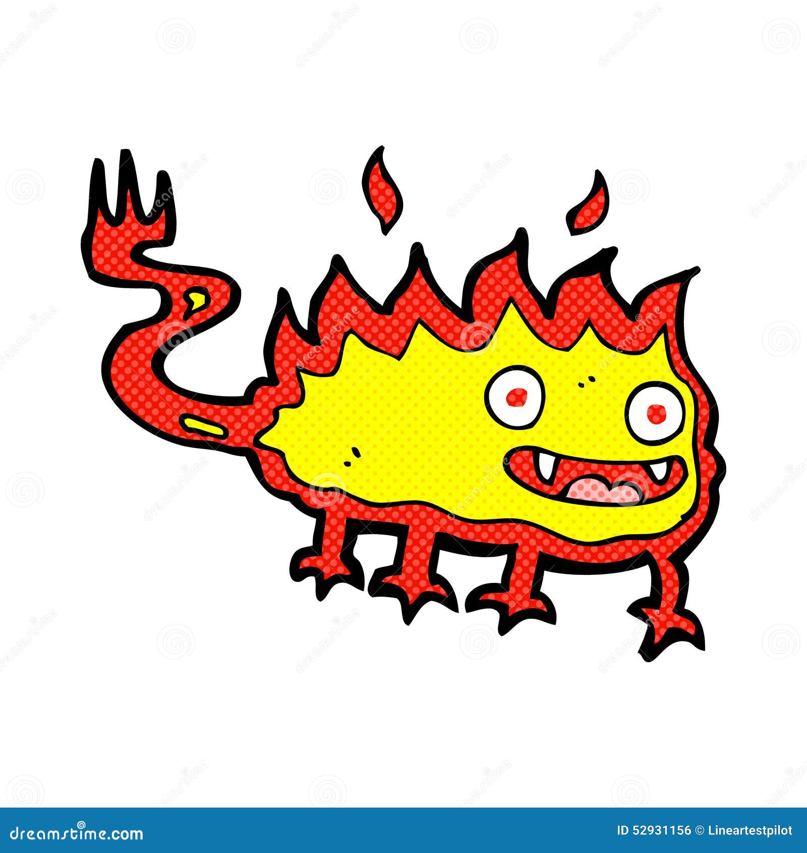 Comic Cartoon Little Fire Demon Stock Illustration - Illustration of ...