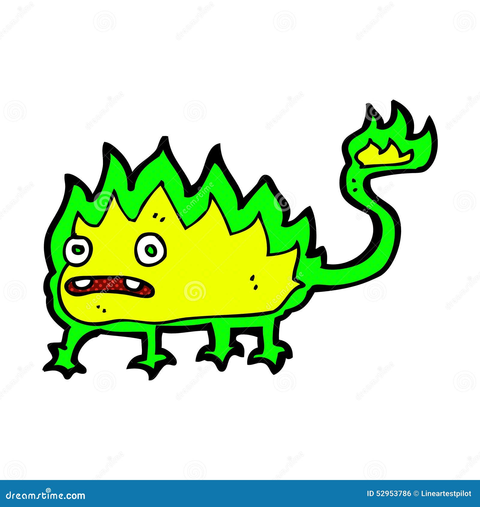 Comic Cartoon Little Fire Demon Stock Illustration - Illustration of ...