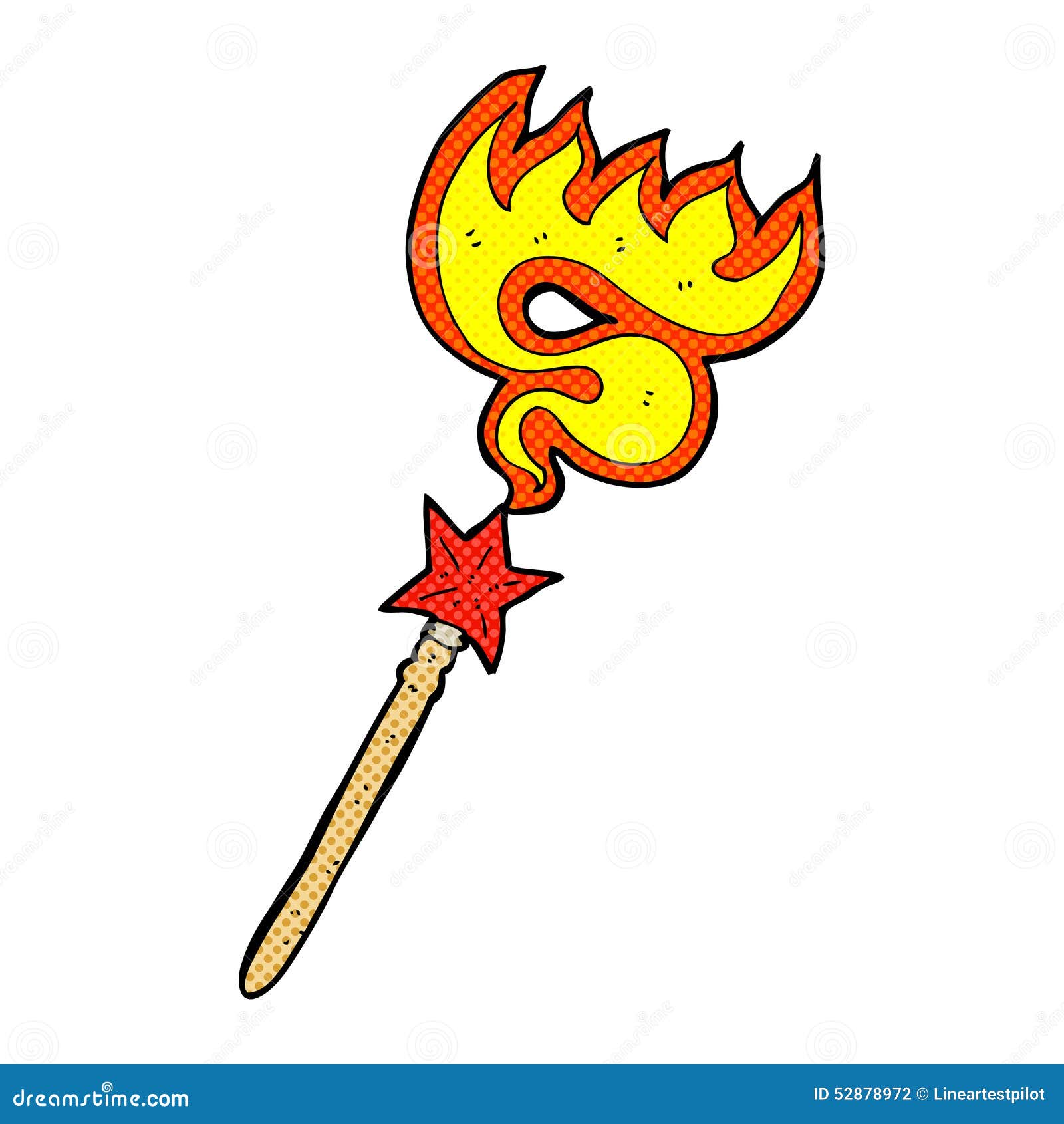 Comic Cartoon Magic Wand Casting Fire Spell Stock Illustration ...