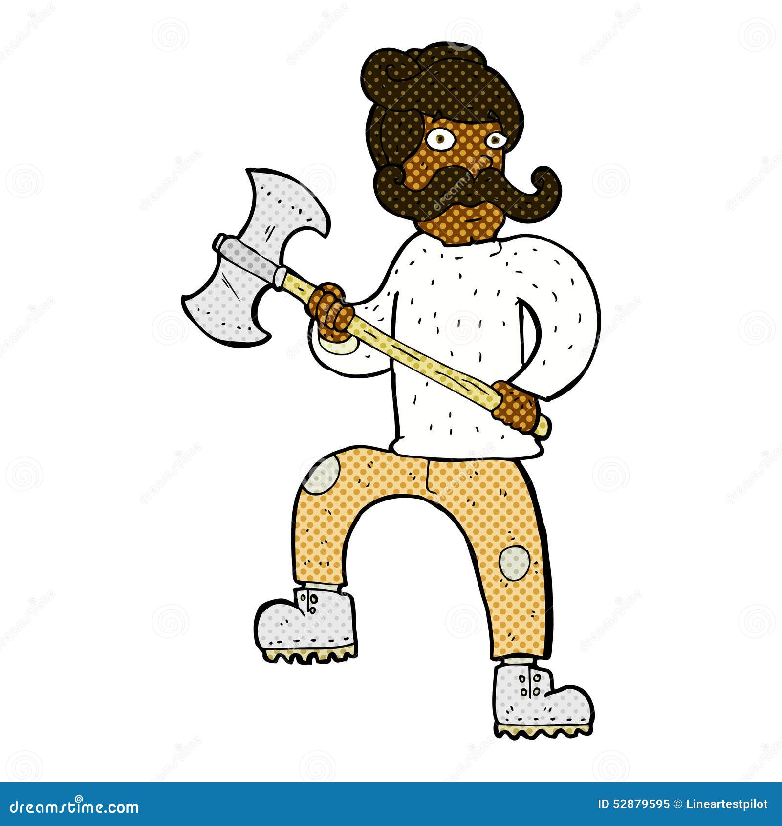 Comic cartoon man with axe stock illustration. Illustration of book ...