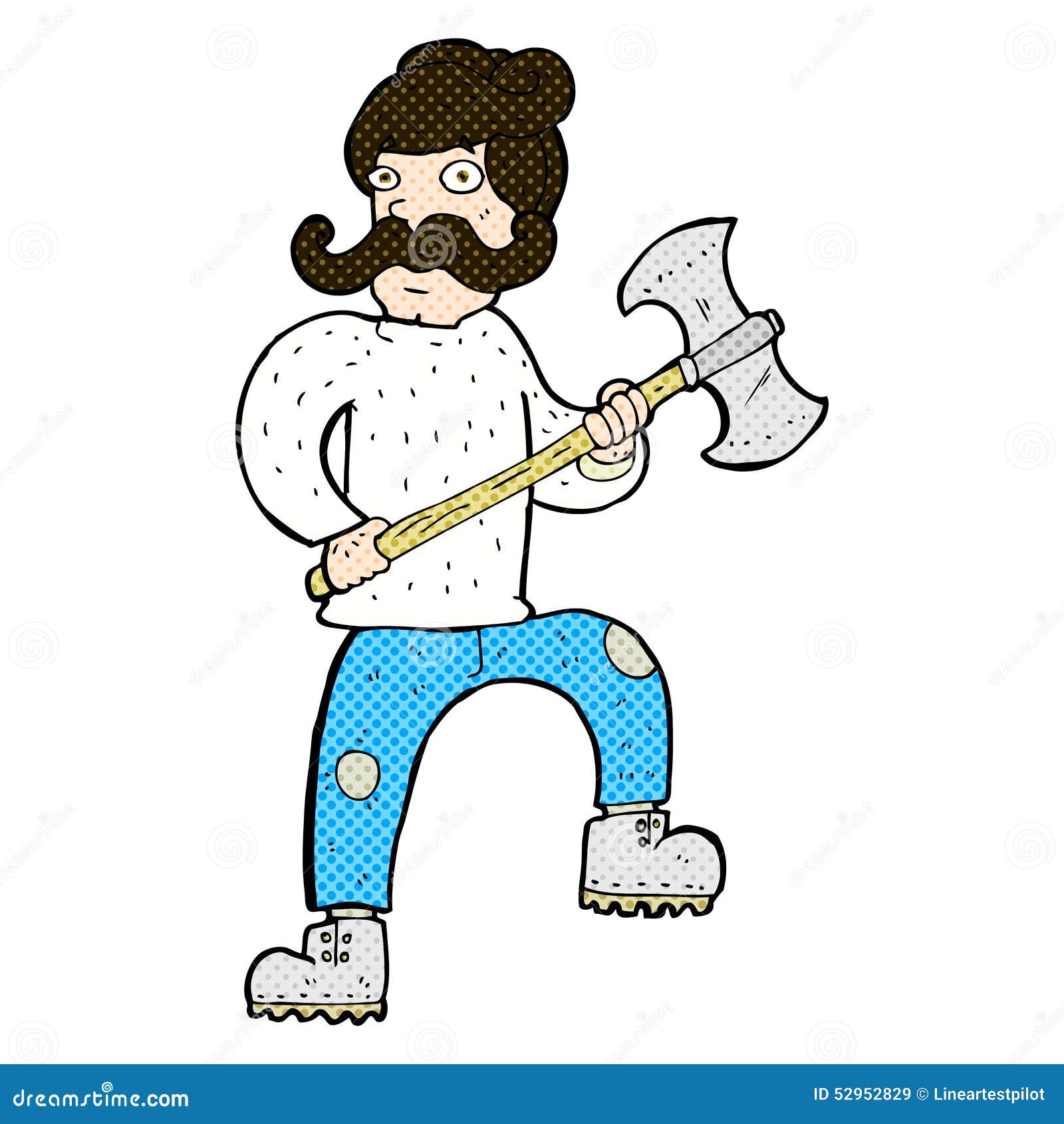 Comic cartoon man with axe stock illustration. Illustration of print ...