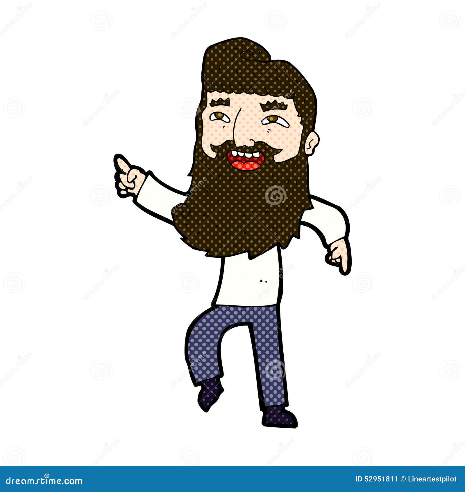 Comic Cartoon Man with Beard Laughing and Pointing Stock Illustration ...