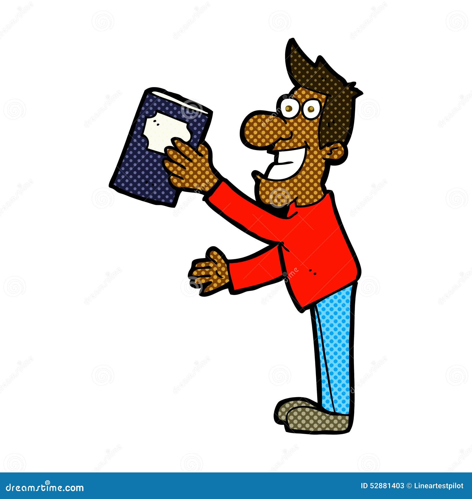 Comic Cartoon Man with Book Stock Illustration - Illustration of male ...