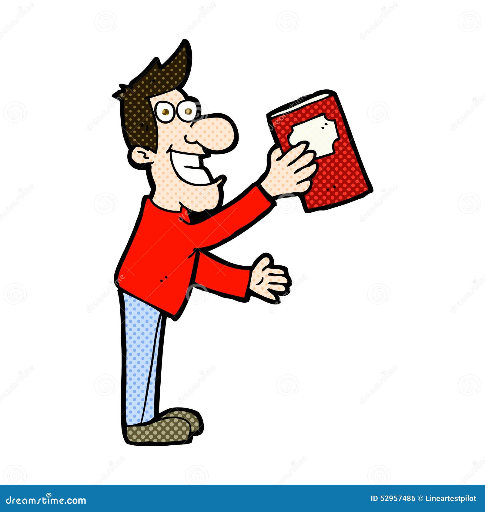 Comic Cartoon Man with Book Stock Illustration - Illustration of doodle ...