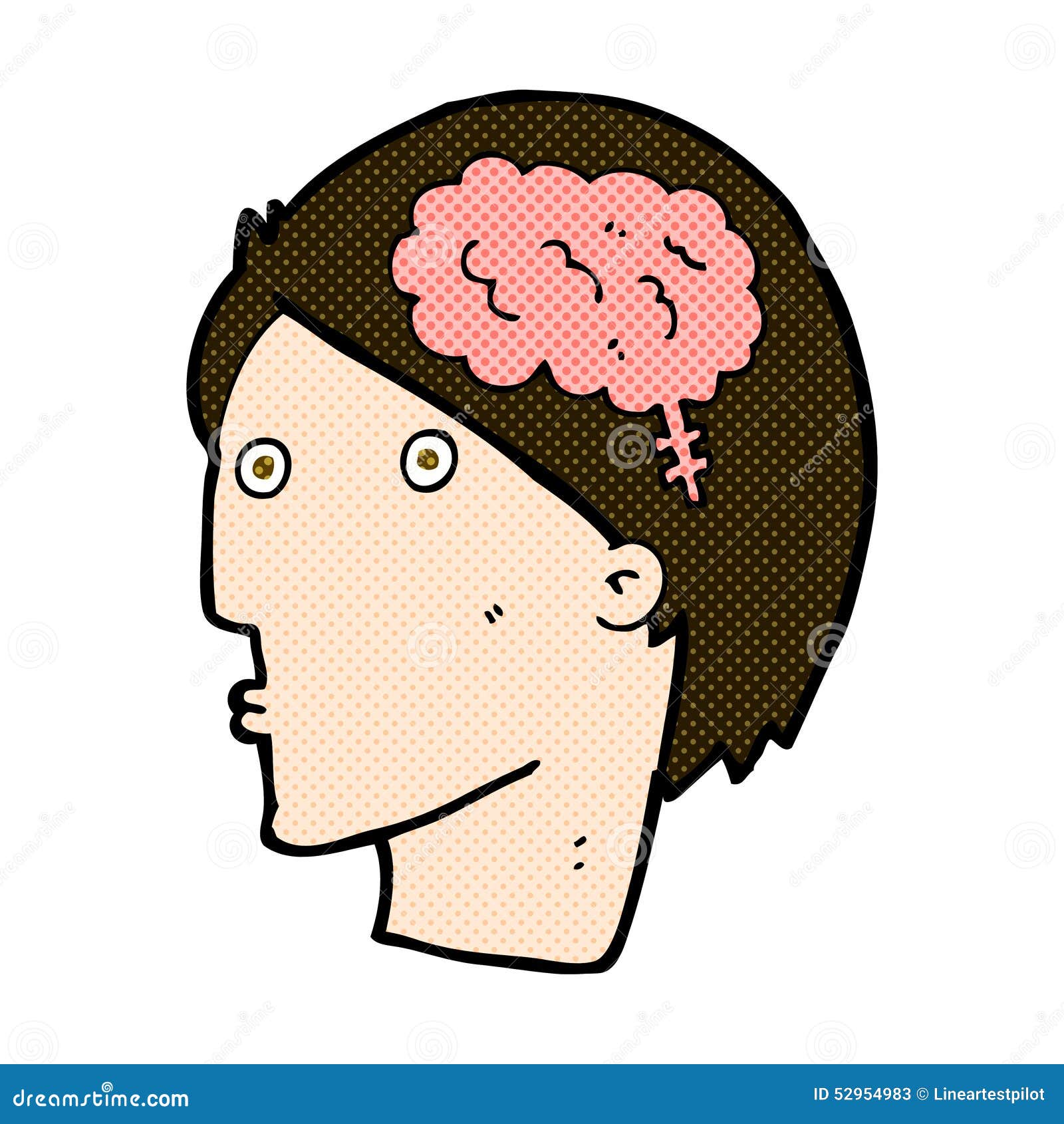 Comic Cartoon Man with Brain Symbol Stock Illustration - Illustration ...