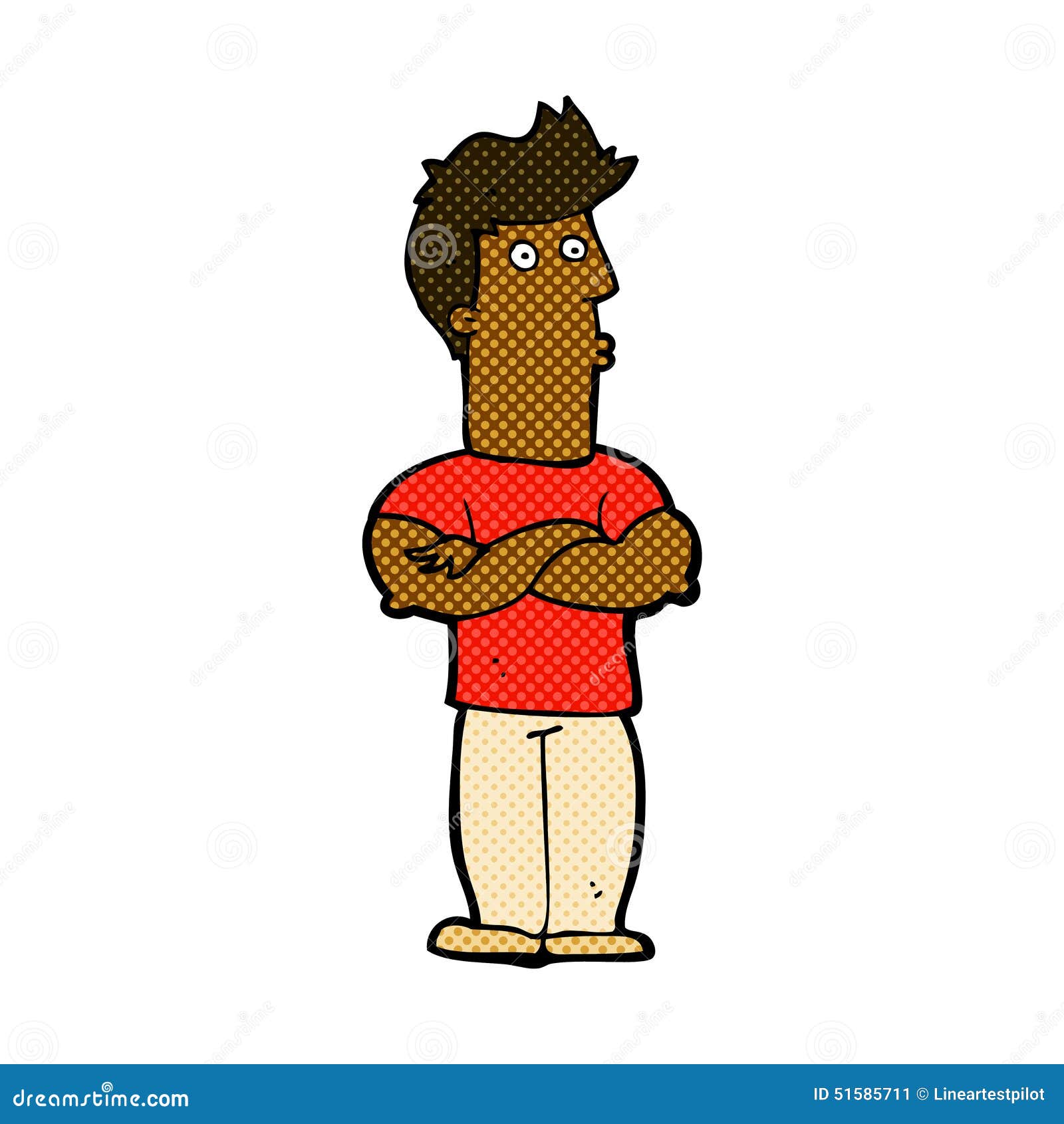 Comic Cartoon Man with Folded Arms Stock Illustration - Illustration of ...
