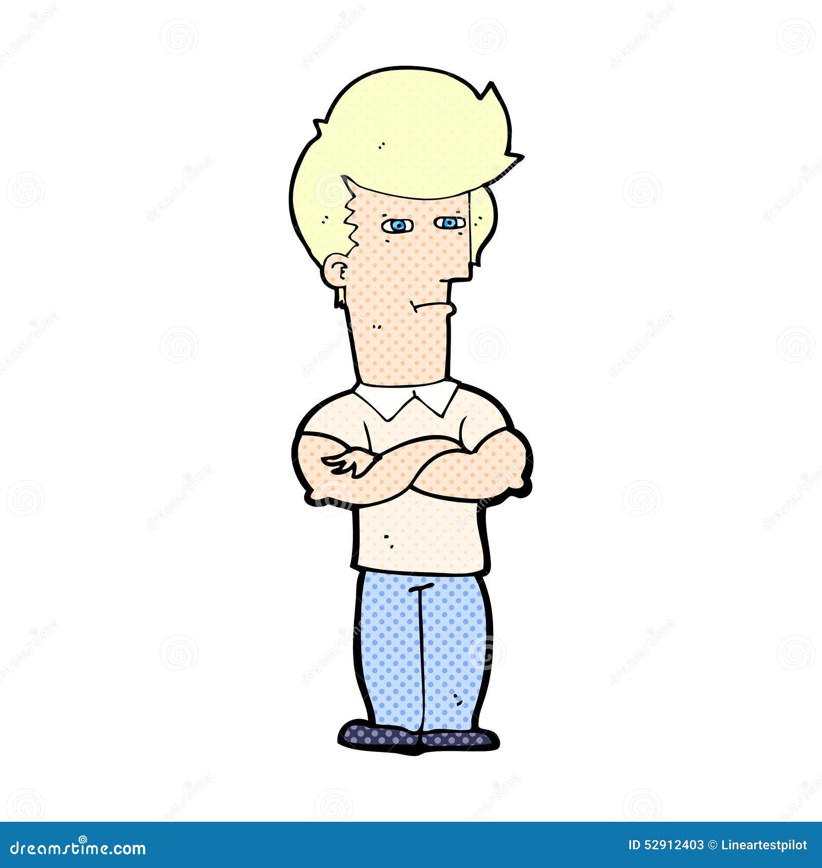 Comic Cartoon Man with Folded Arms Stock Illustration - Illustration of ...