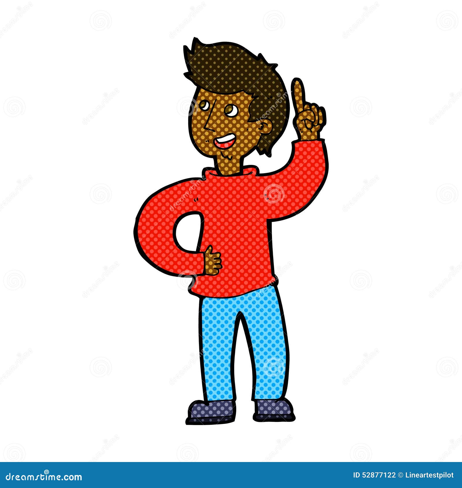 Comic Cartoon Man with Idea Stock Illustration - Illustration of hand ...
