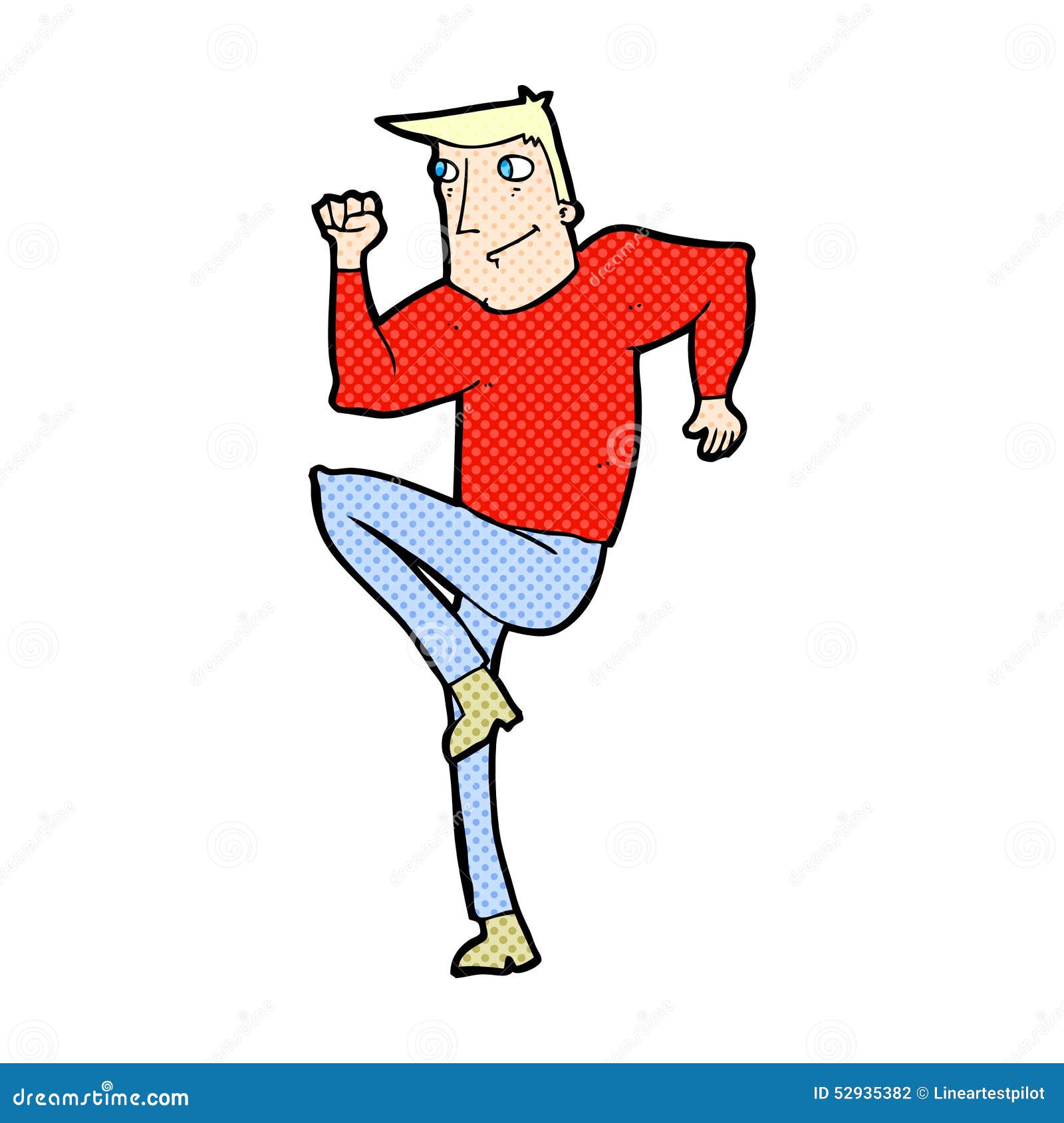 Comic Cartoon Man Jogging on Spot Stock Illustration - Illustration of ...