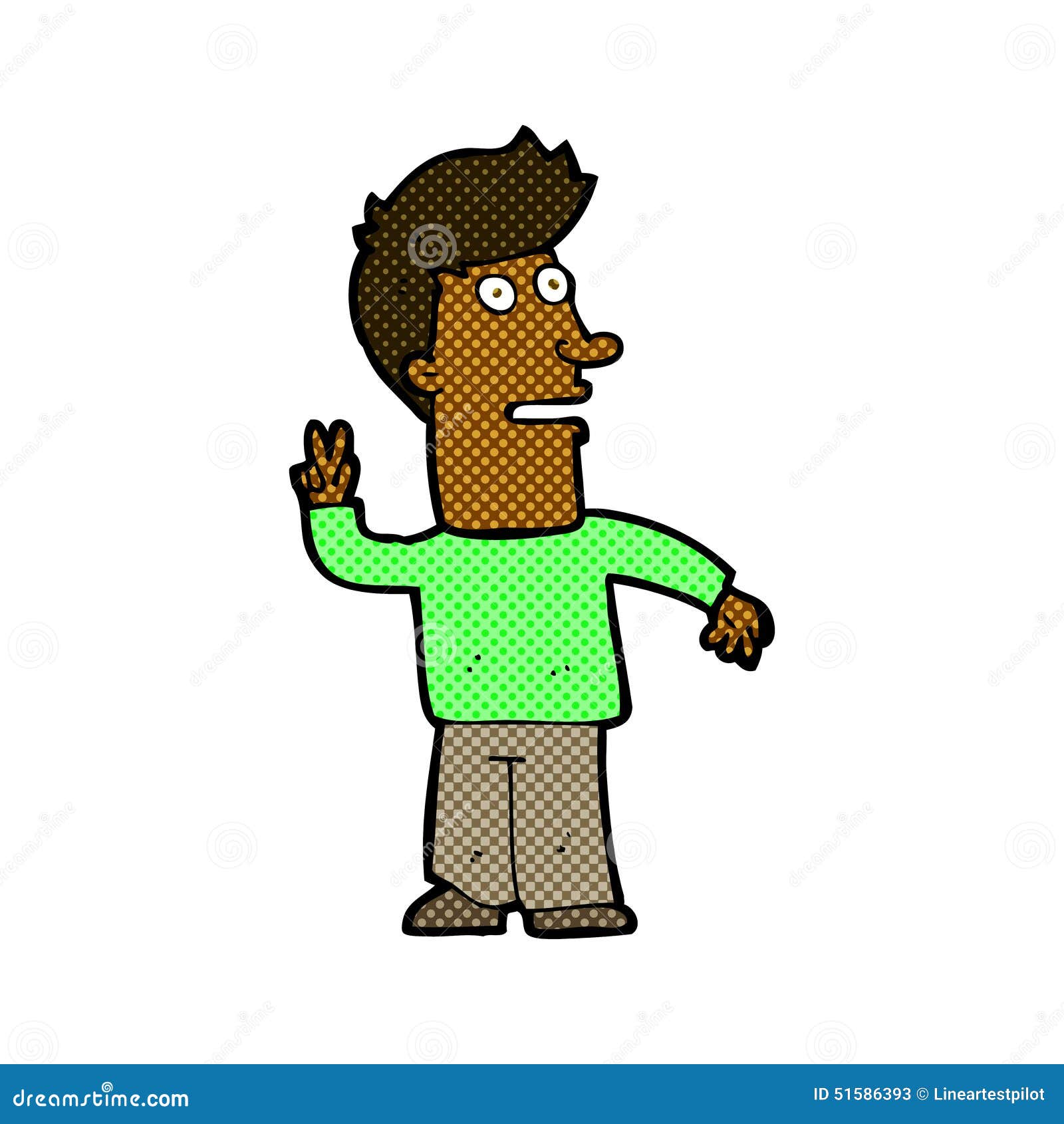 Comic Cartoon Man Making Peace Sign Stock Illustration - Illustration ...