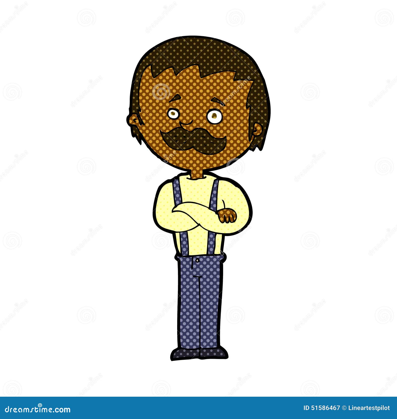 Comic Cartoon Man with Mustache Stock Illustration - Illustration of ...