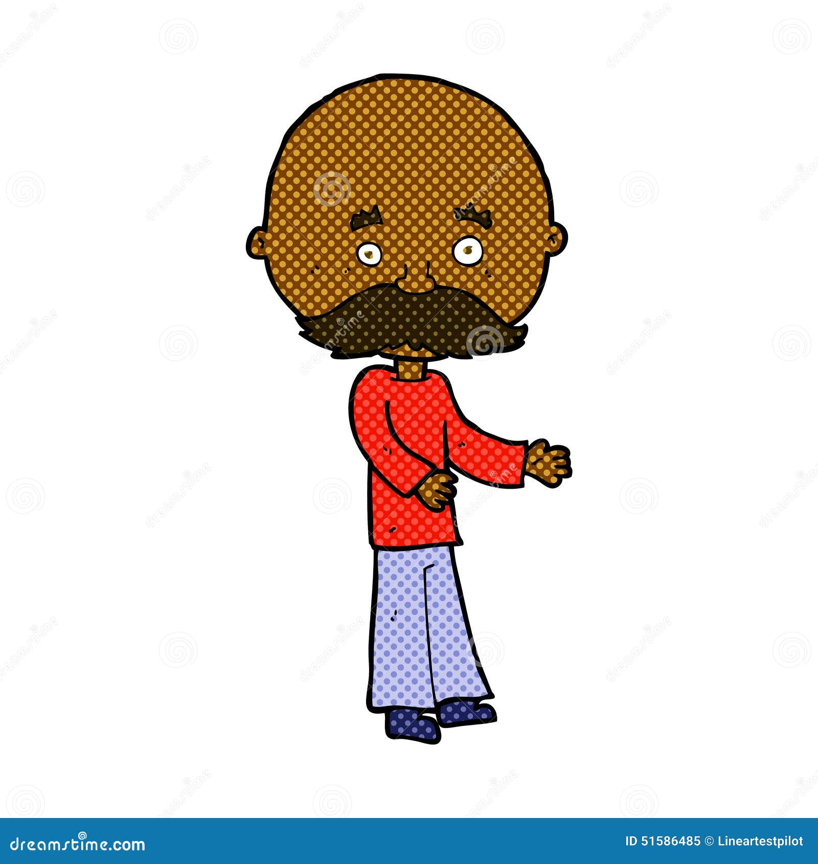 Comic Cartoon Man with Mustache Stock Illustration - Illustration of ...