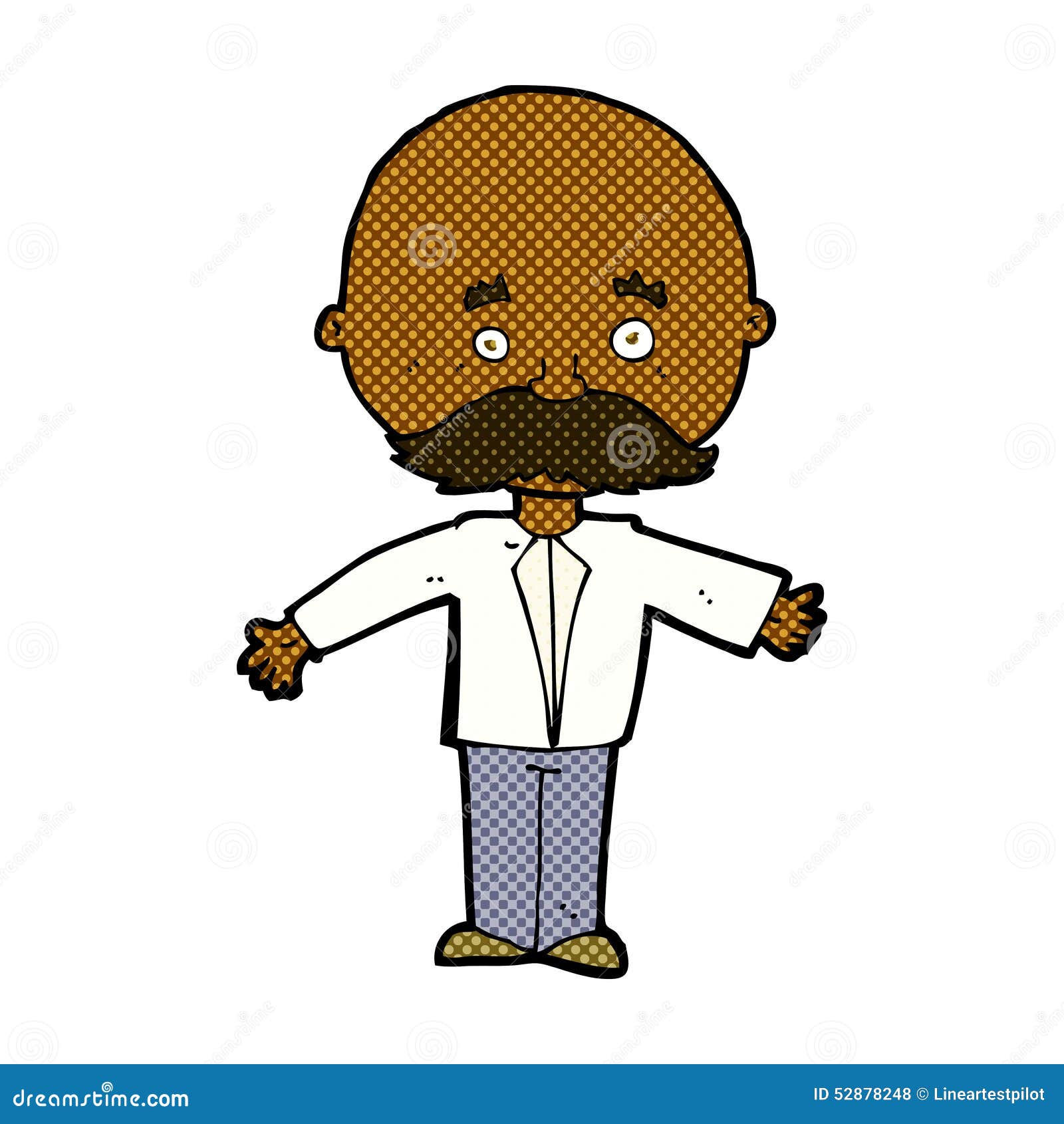 Comic Cartoon Man with Mustache Stock Illustration - Illustration of ...