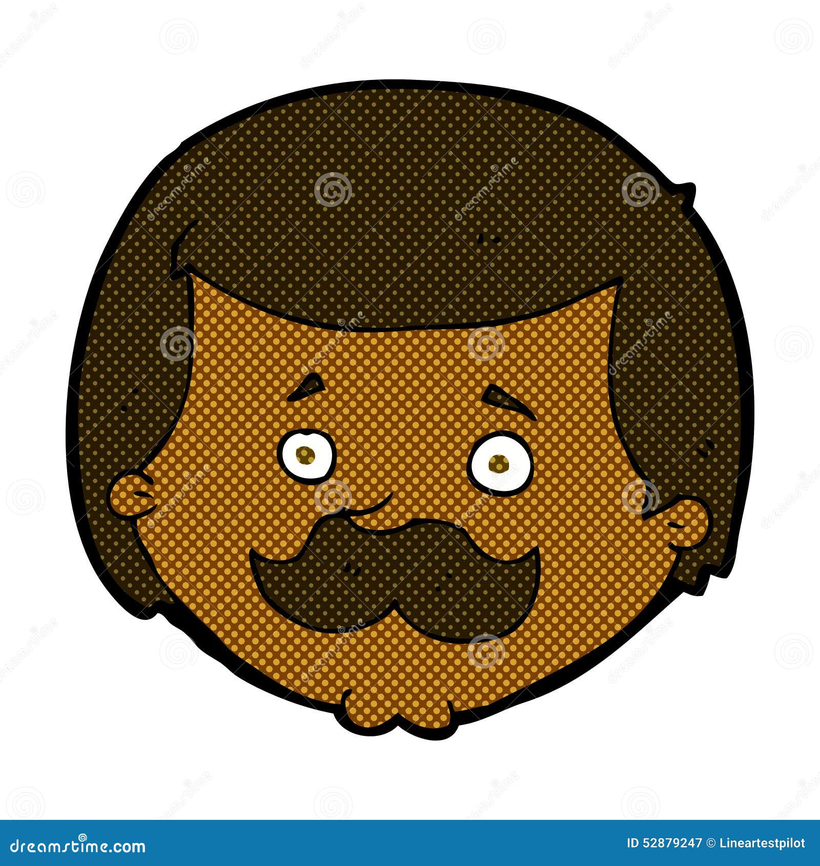 Comic Cartoon Man with Mustache Stock Illustration - Illustration of ...