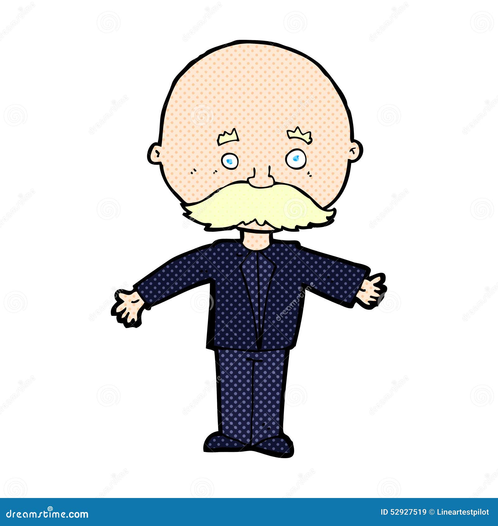 Comic Cartoon Man with Mustache Stock Illustration - Illustration of ...