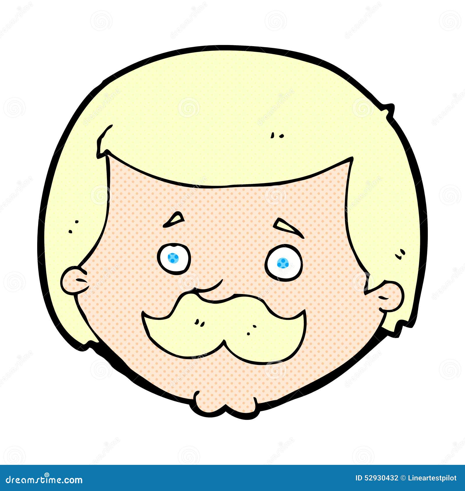 Comic Cartoon Man with Mustache Stock Illustration - Illustration of ...