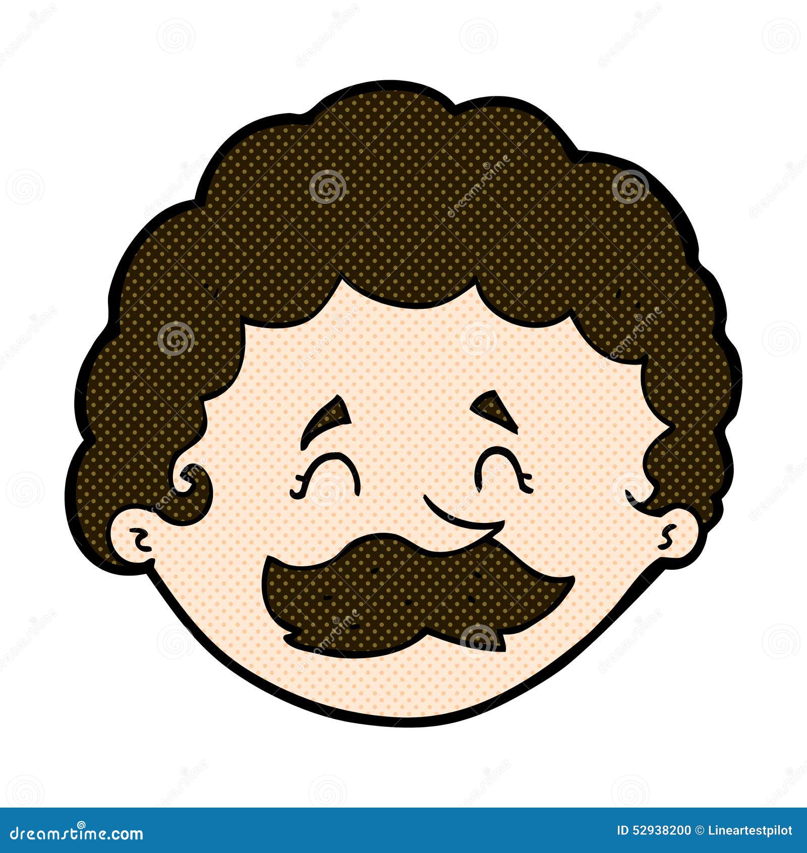 Comic Cartoon Man with Mustache Stock Illustration - Illustration of ...