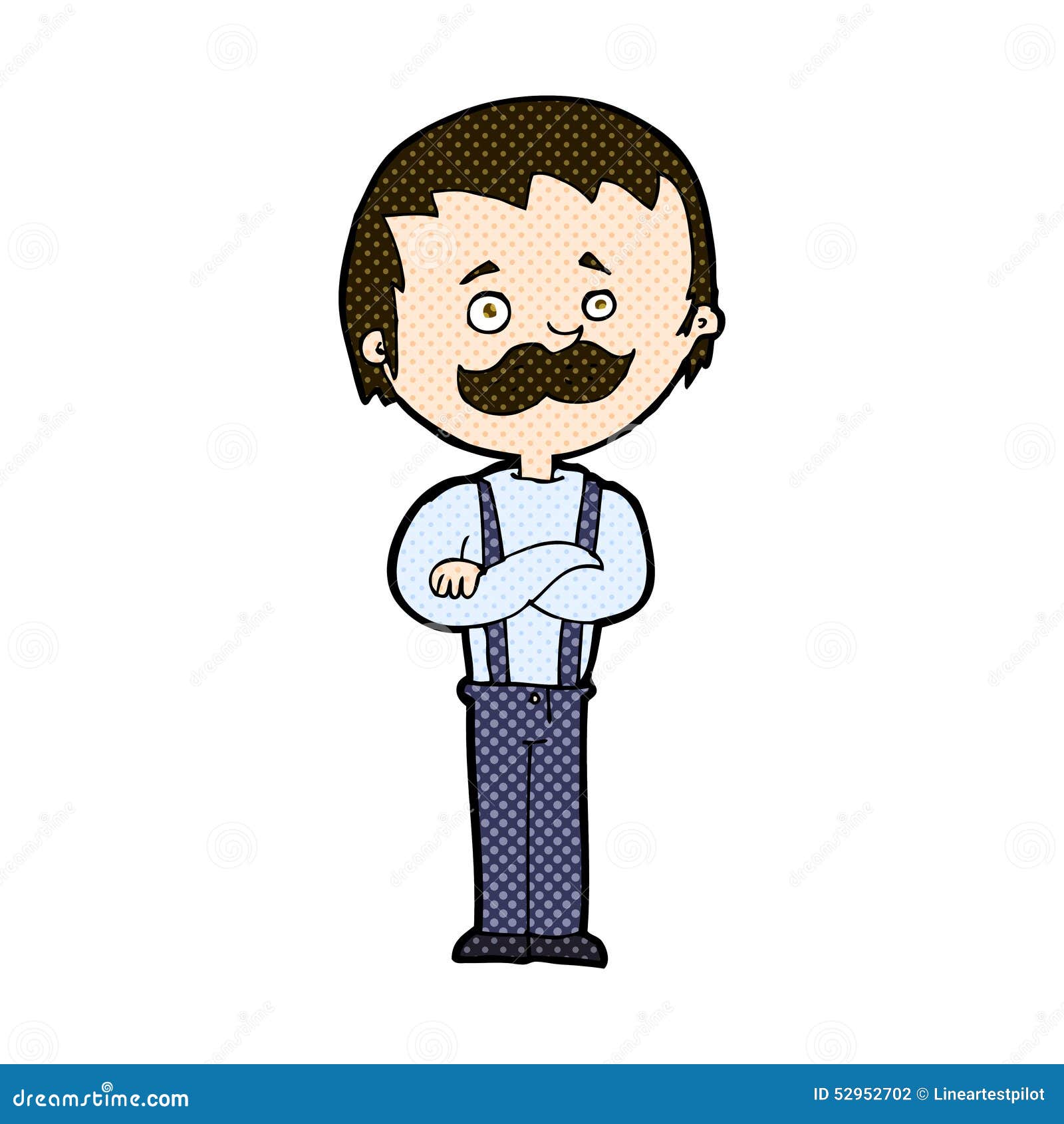 Comic Cartoon Man with Mustache Stock Illustration - Illustration of ...