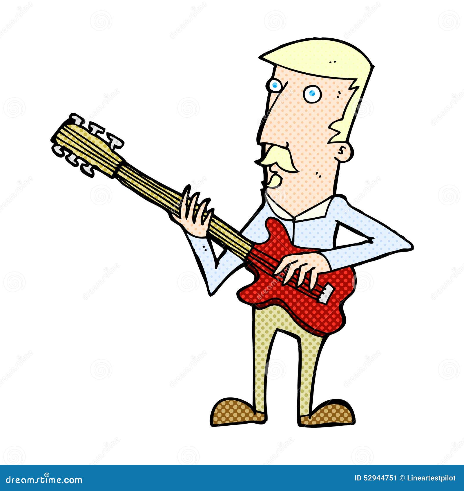 Comic Cartoon Man Playing Electric Guitar Stock Illustration ...