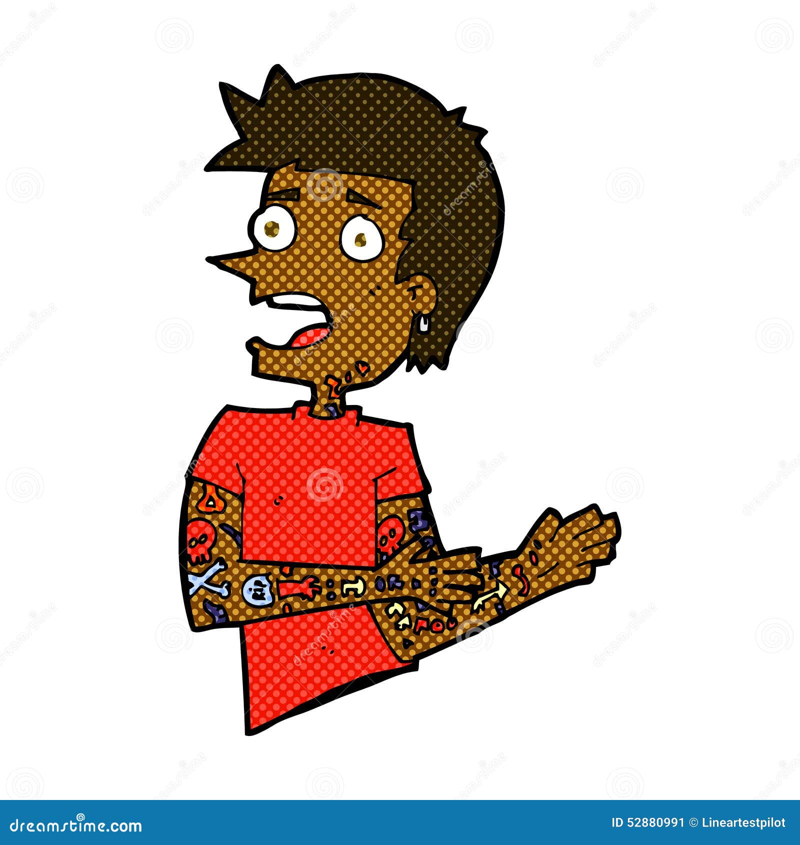 Comic Cartoon Man with Tattoos Stock Illustration - Illustration of ...
