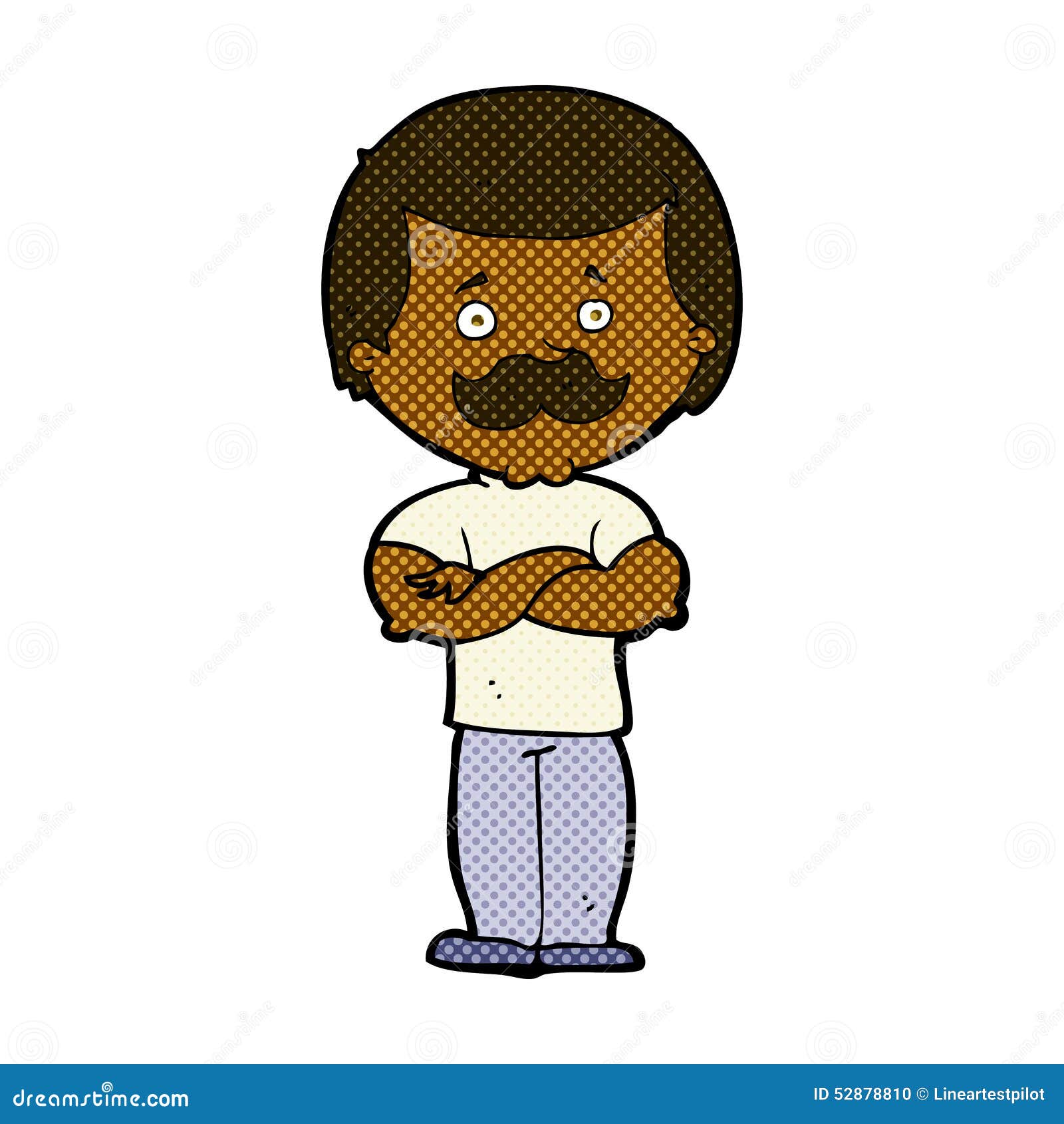 Comic Cartoon Manly Mustache Man Stock Illustration - Illustration of ...