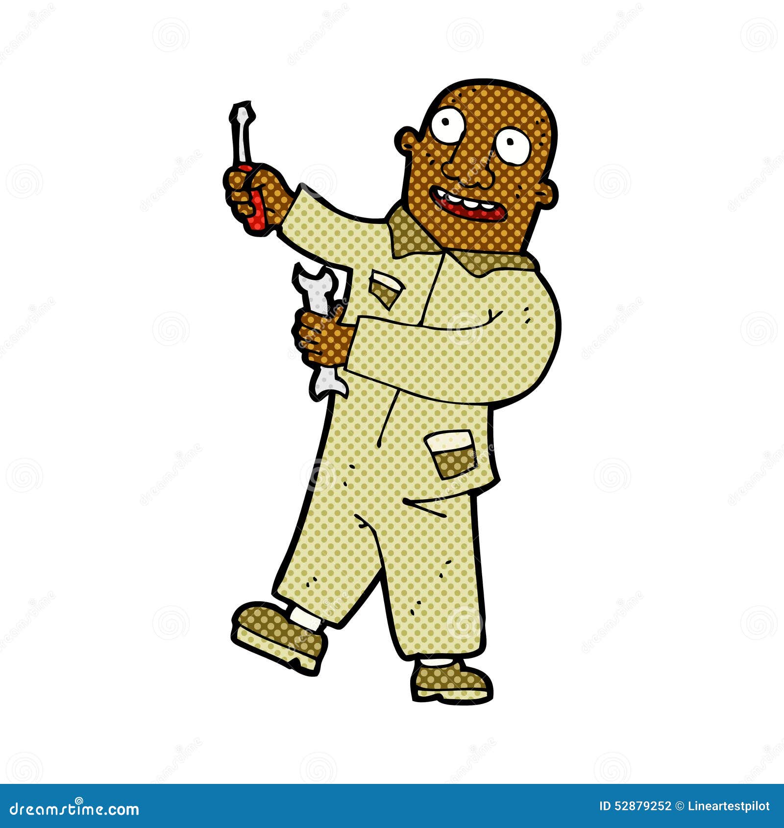 Comic cartoon mechanic stock illustration. Illustration of book - 52879252