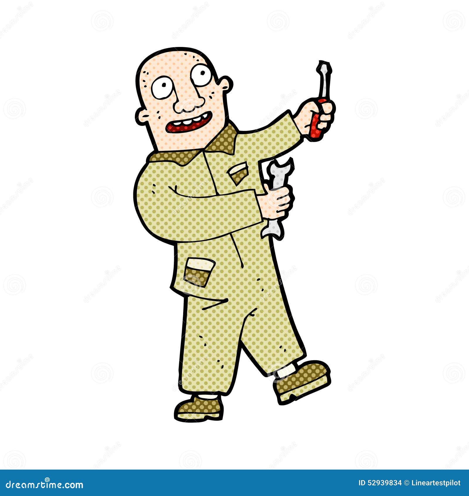 Comic cartoon mechanic stock illustration. Illustration of comic - 52939834