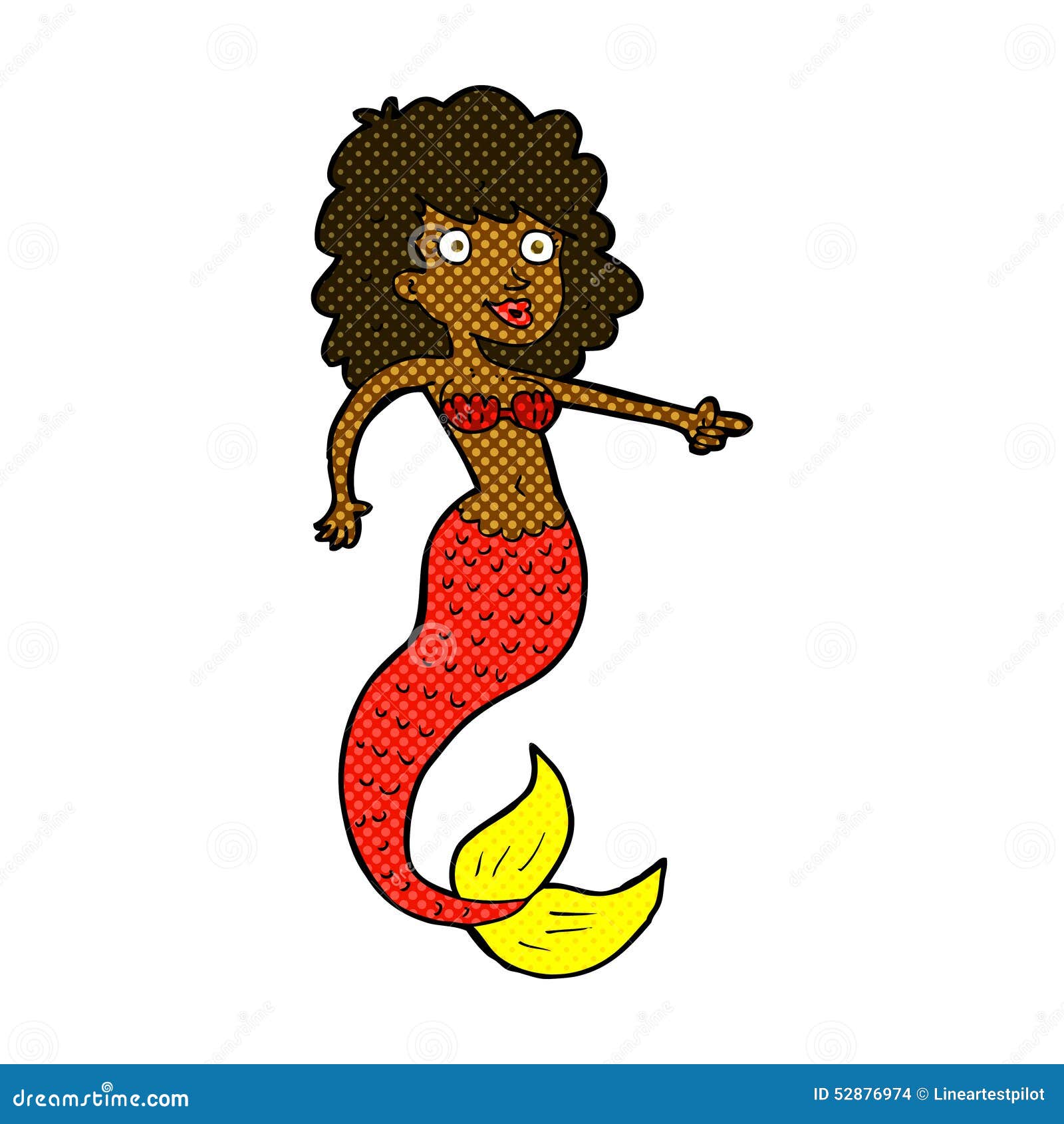 Comic cartoon mermaid stock illustration. Illustration of print - 52876974