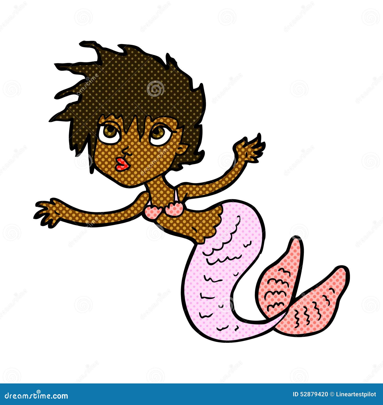 Comic cartoon mermaid stock illustration. Illustration of drawn - 52879420