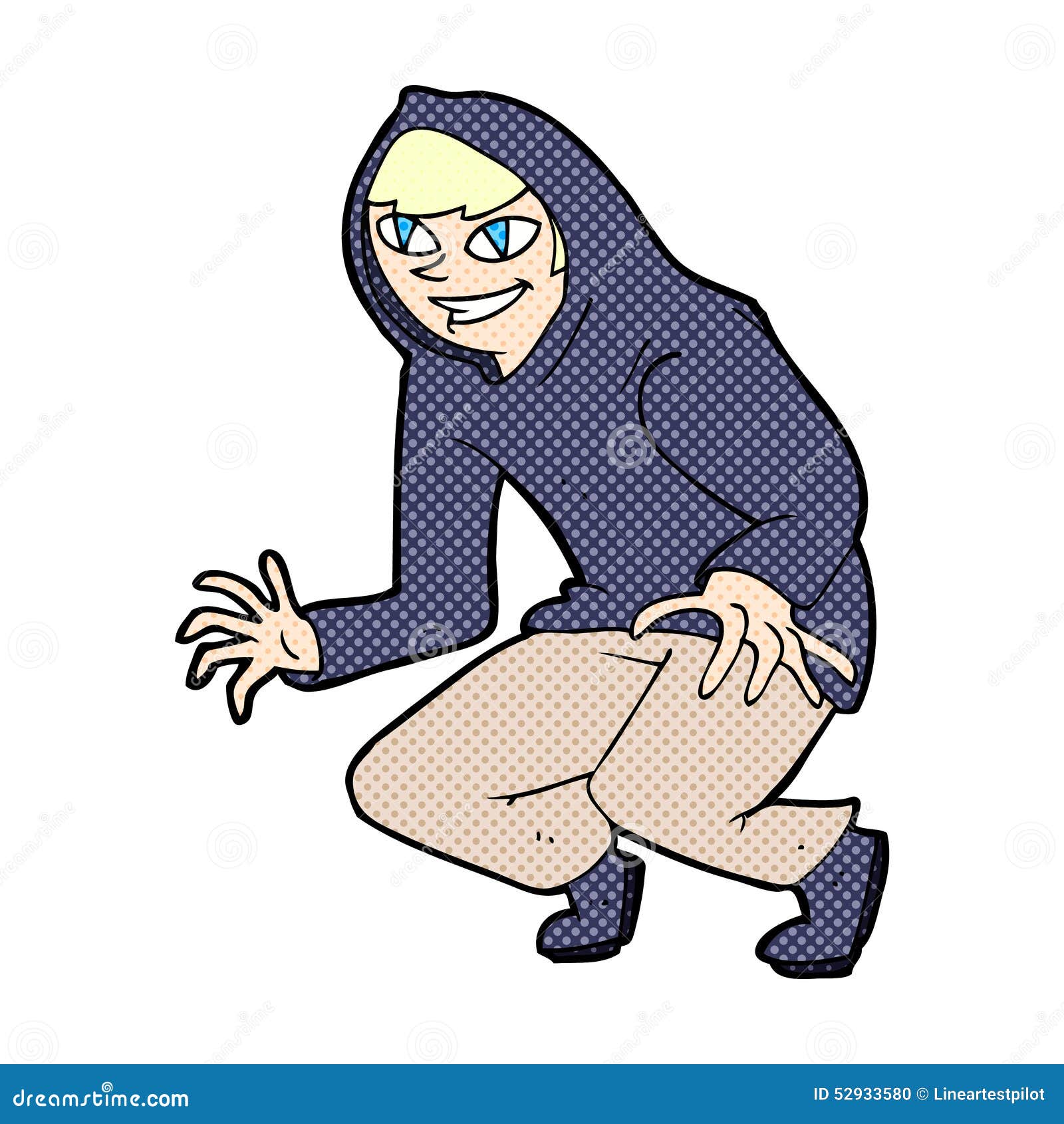 Comic Cartoon Mischievous Boy in Hooded Top Stock Illustration ...
