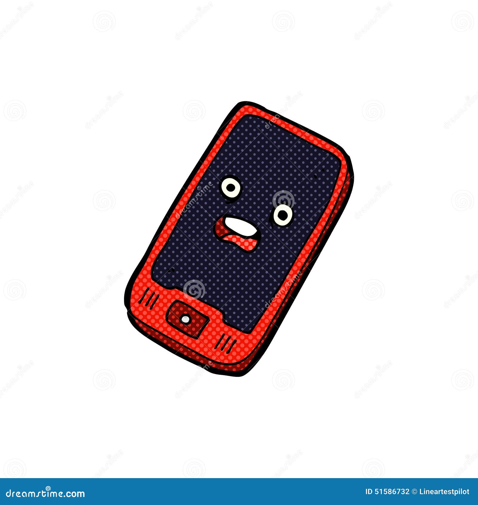 Comic cartoon mobile phone stock illustration. Illustration of drawn ...