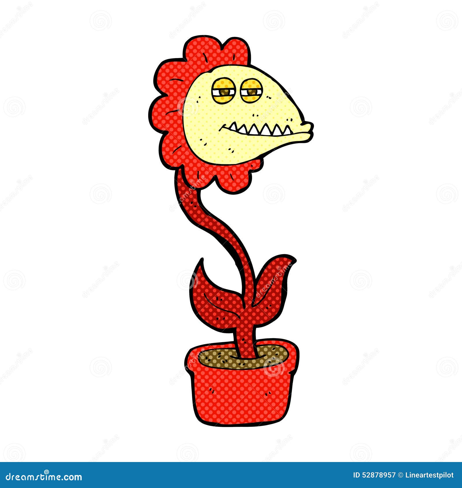 Comic Cartoon Monster Flower Stock Illustration - Illustration of ...
