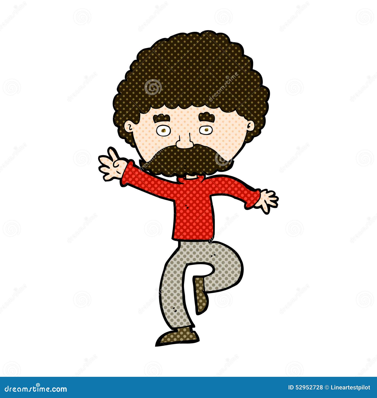 Comic Cartoon Mustache Man Disco Dancing Stock Illustration ...