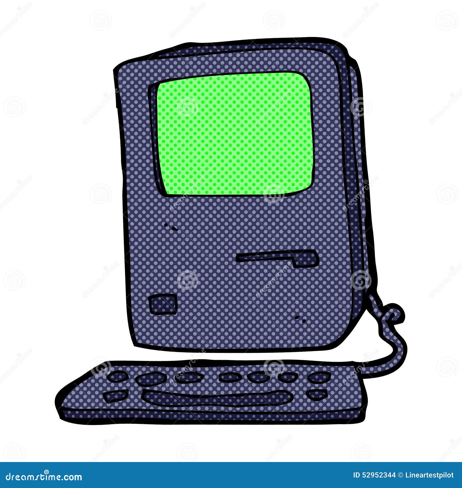 Comic cartoon old computer stock illustration. Illustration of ...