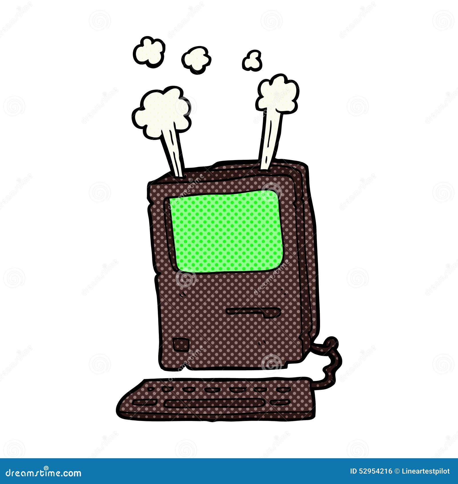 Comic cartoon old computer stock illustration. Illustration of ...