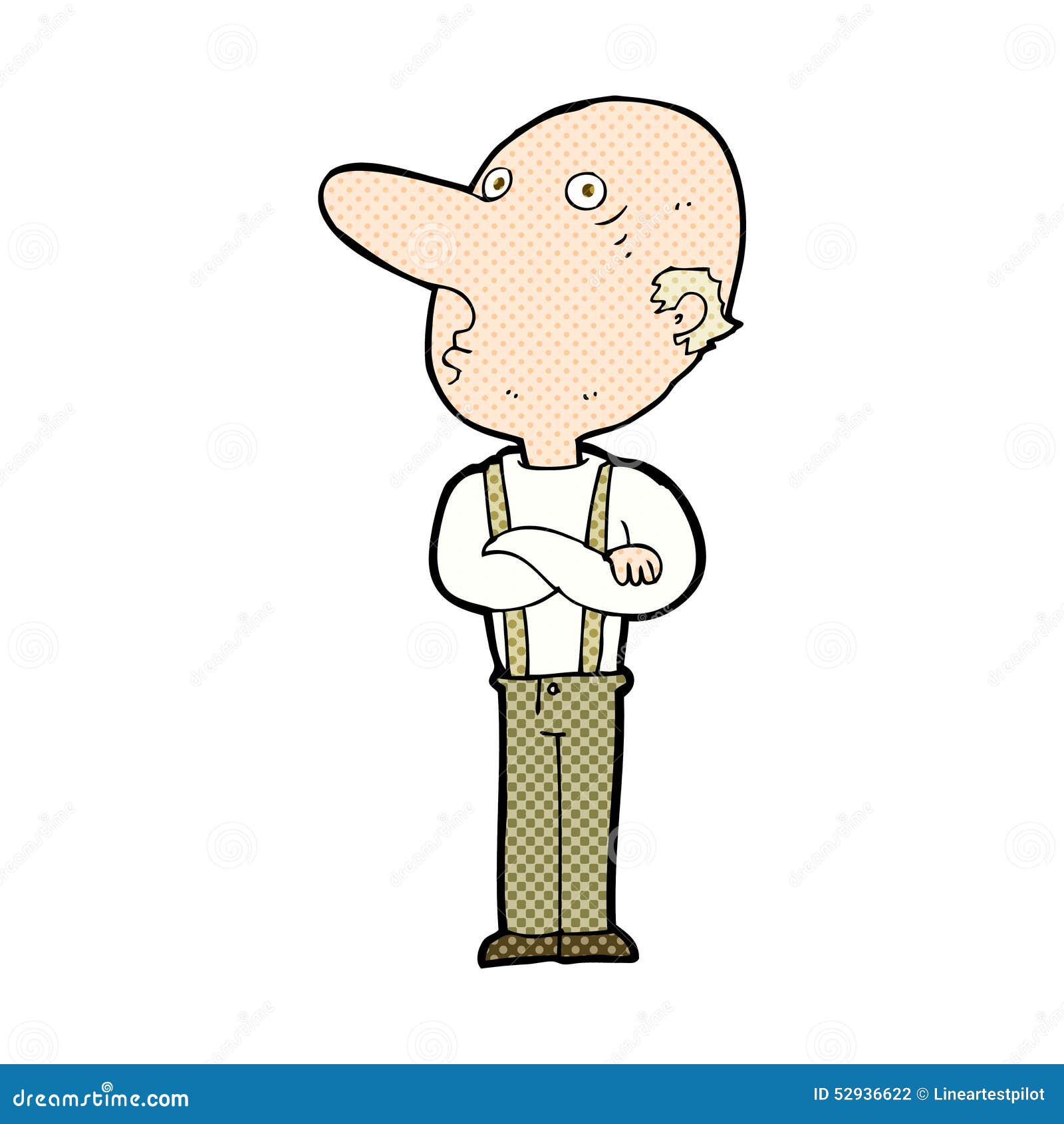 Comic Cartoon Old Man with Folded Arms Stock Illustration ...