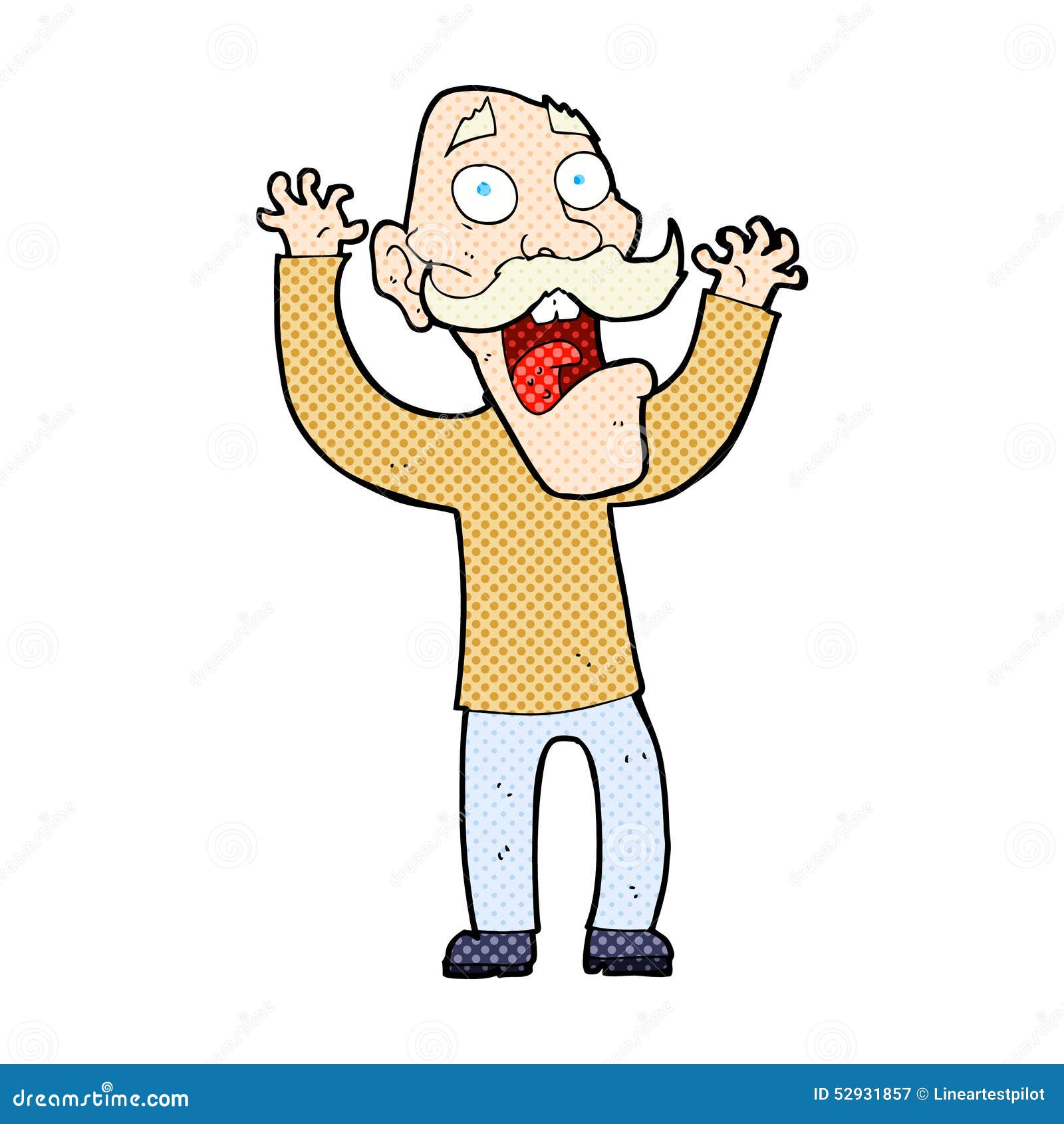 Comic Cartoon Old Man Getting a Fright Stock Illustration ...