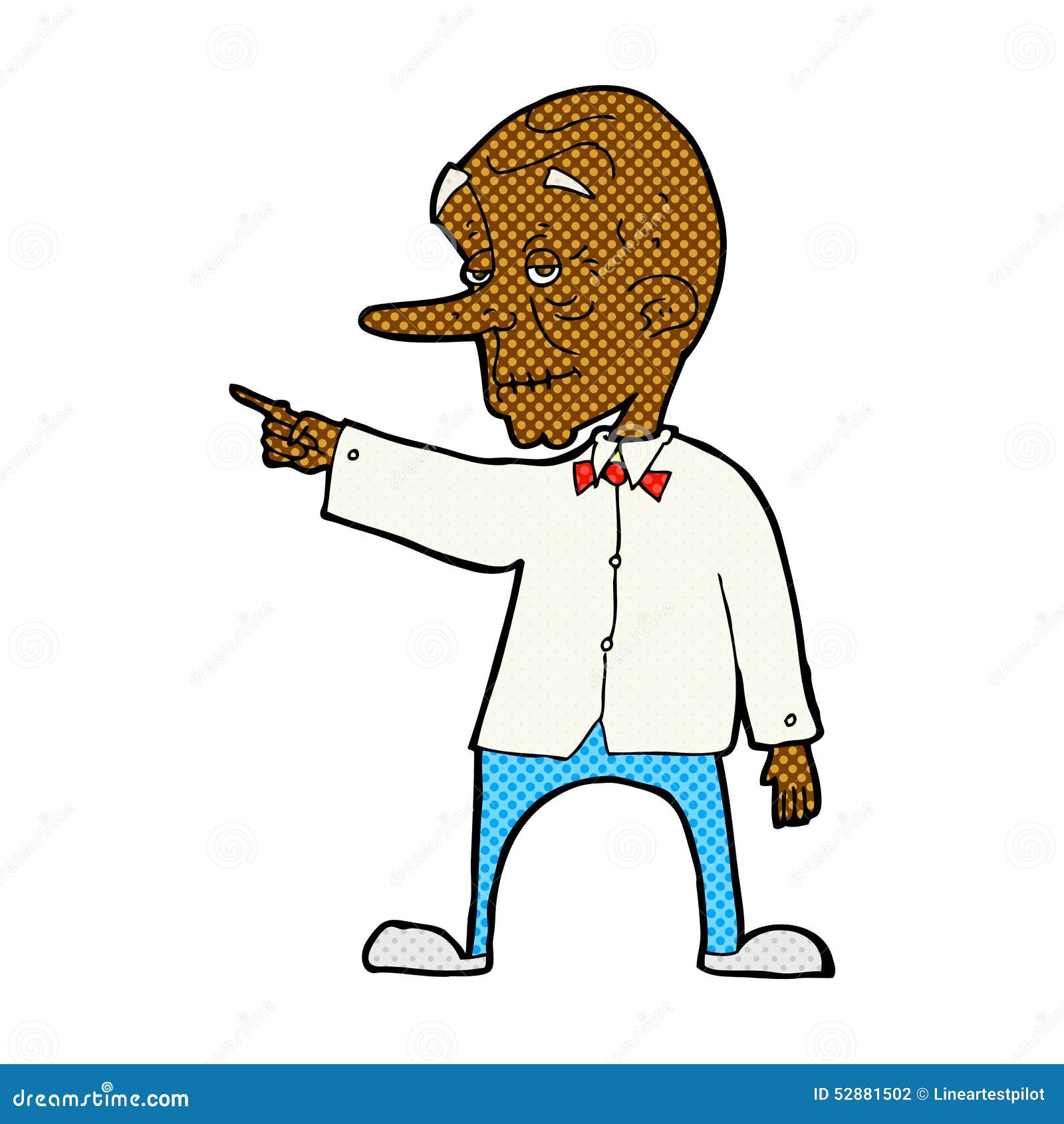Comic Cartoon Old Man Pointing Stock Illustration - Illustration of ...