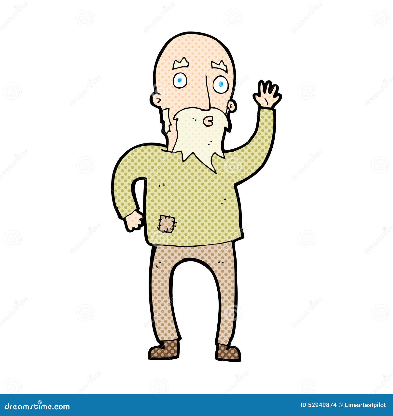 Comic Cartoon Old Man Waving Stock Illustration - Illustration of comic ...