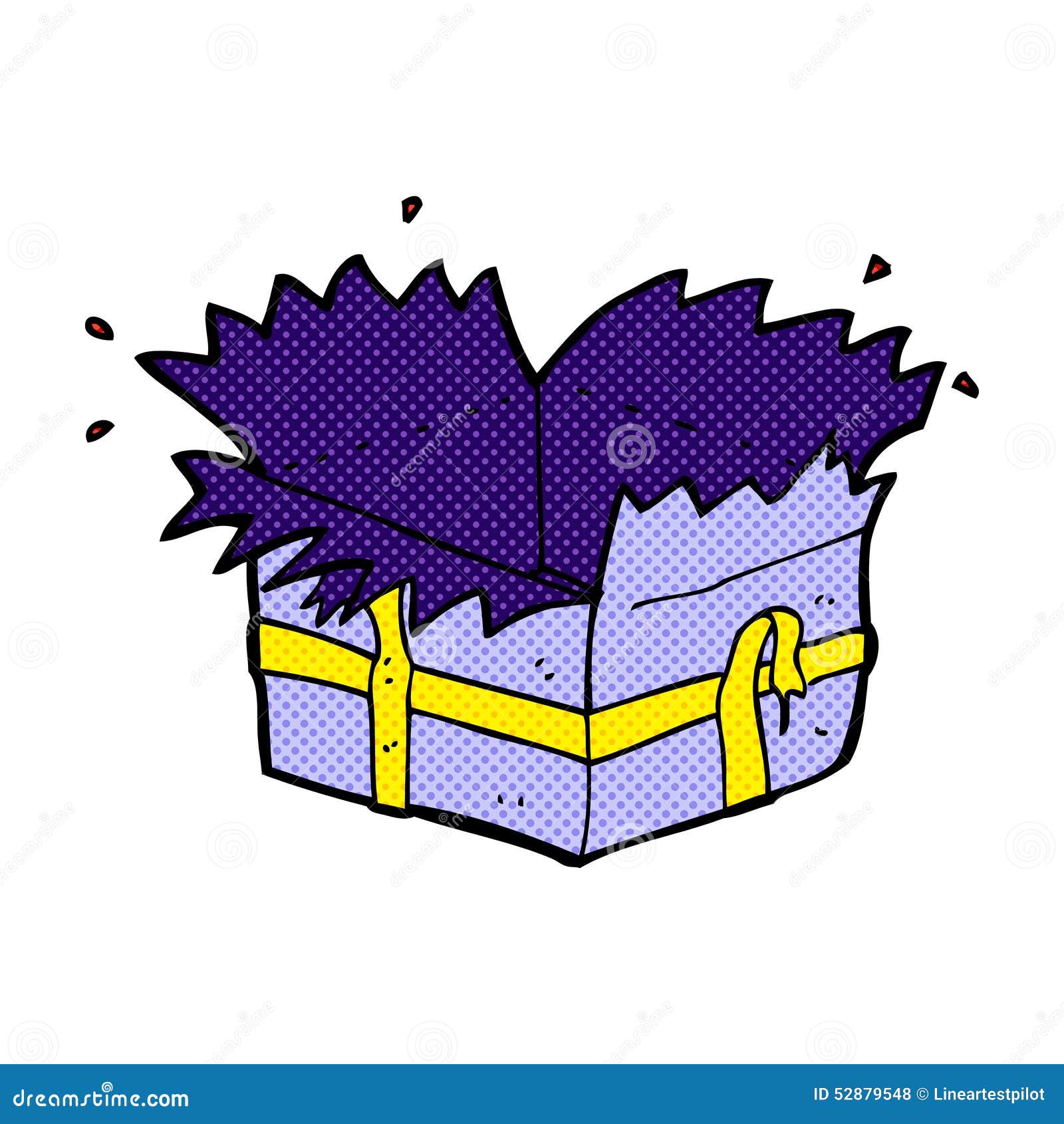 Comic cartoon open present stock illustration. Illustration of torn ...