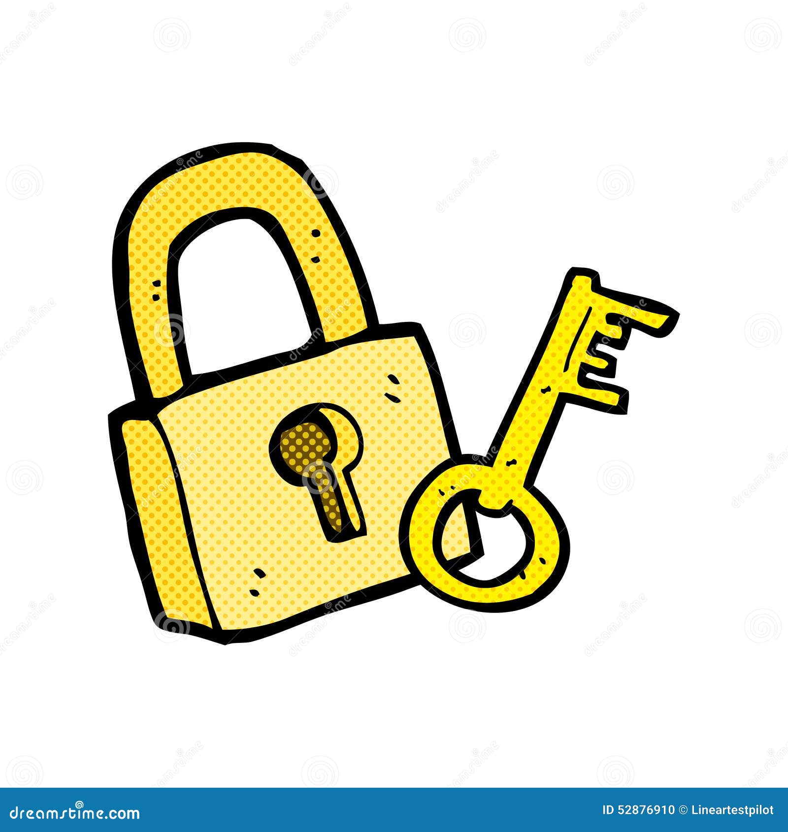 Comic Cartoon Padlock and Key Stock Illustration - Illustration of ...