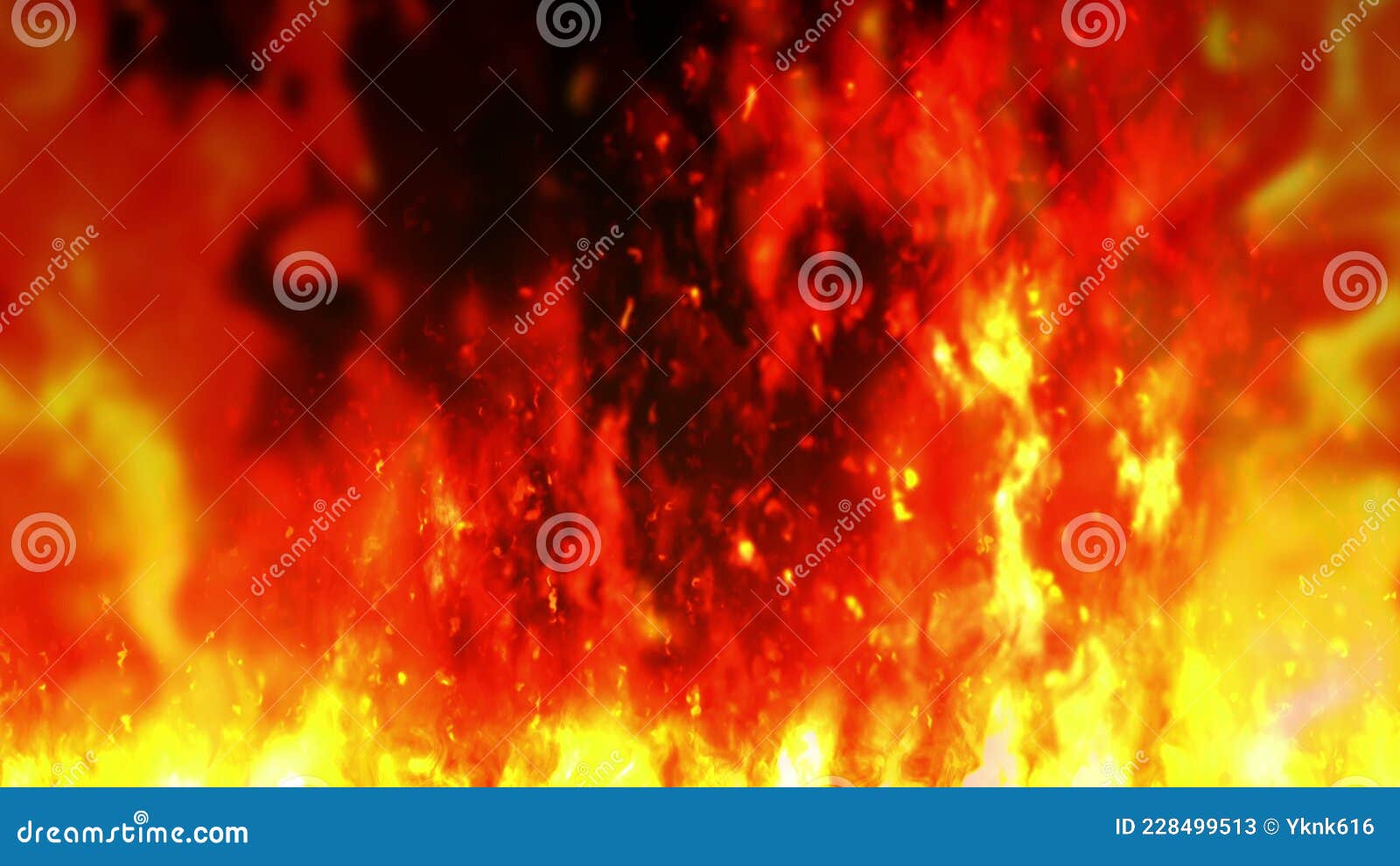 Comic Cartoon Pattern of Burning Fire Flames on Black Background ...