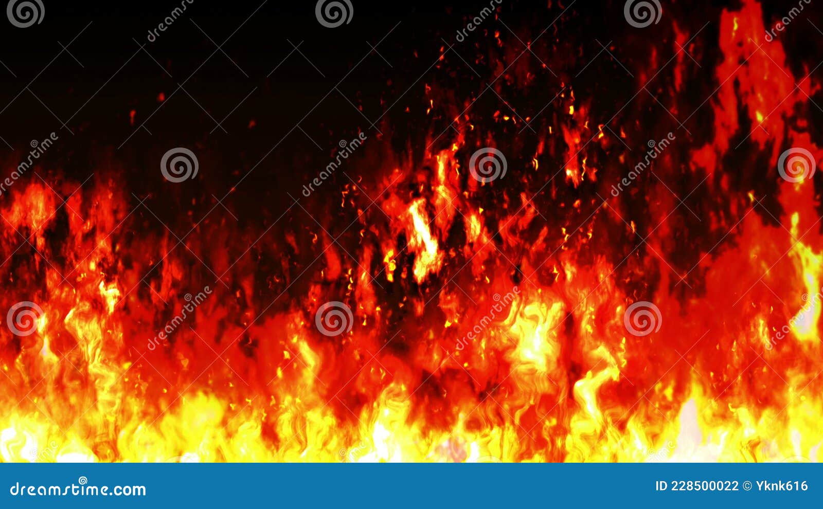 Comic Cartoon Pattern of Burning Fire Flames on Black Background ...