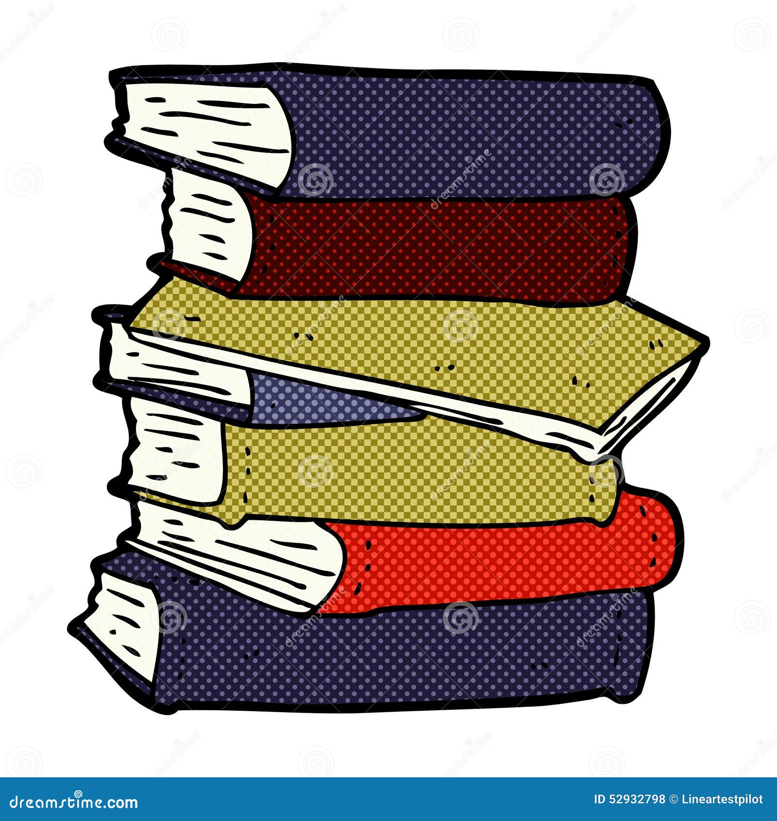 Comic Cartoon Pile of Books Stock Illustration - Illustration of style ...