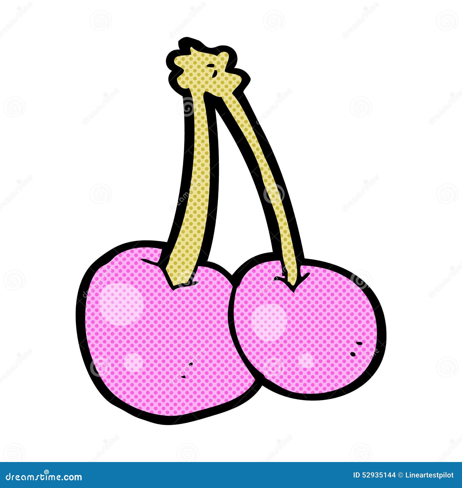 Comic Cartoon Pink Cherries Stock Illustration - Illustration of silly ...